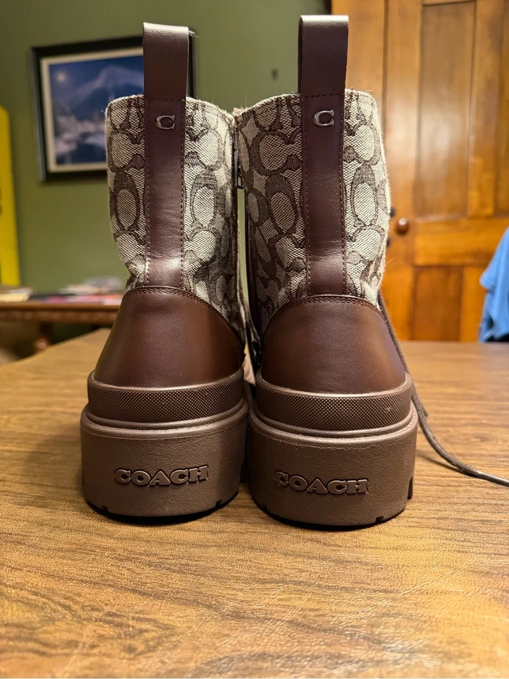 Coach | Shoes | Coach Charlie Boot In Signature Jacquard Size 3d Brown ...